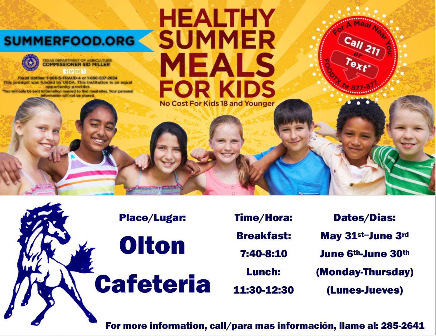 Olton ISD - Summer Meals For Kids Program